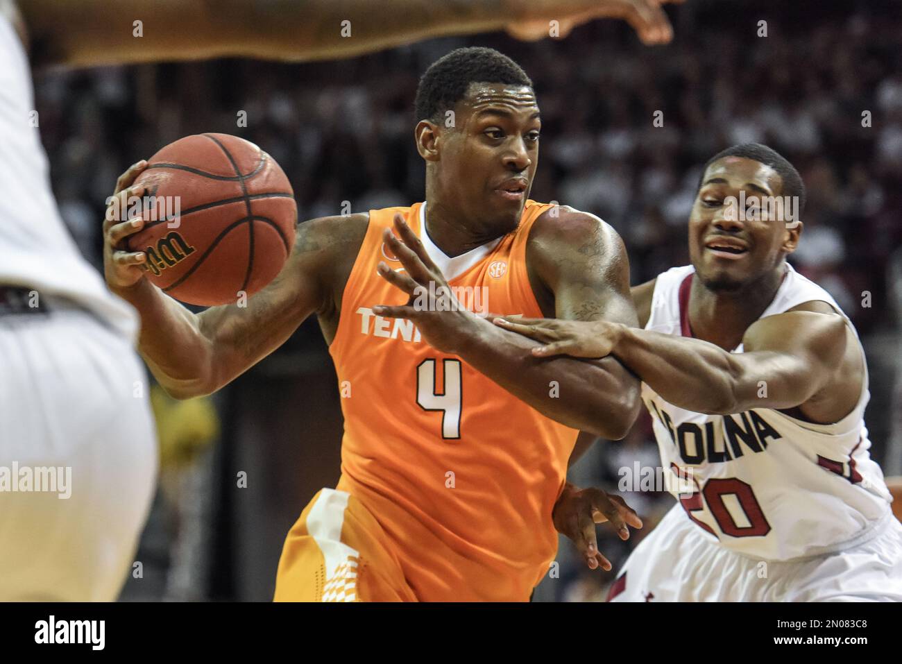 Tennessee forward Armani Moore (4) drives to the hoop against South ...