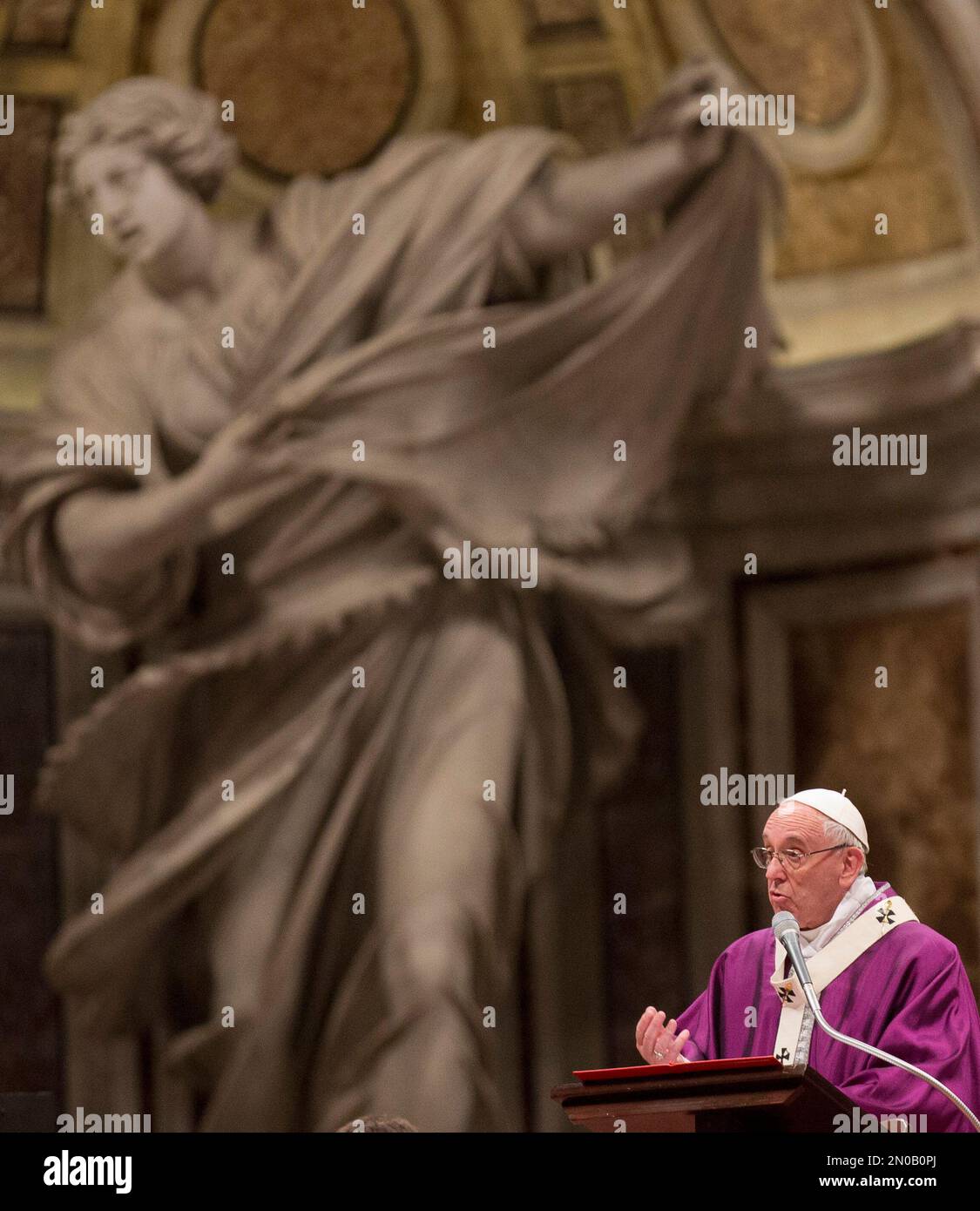 Pope Francis leads the Ash Wednesday mass, in St. Peter's Basilica at ...