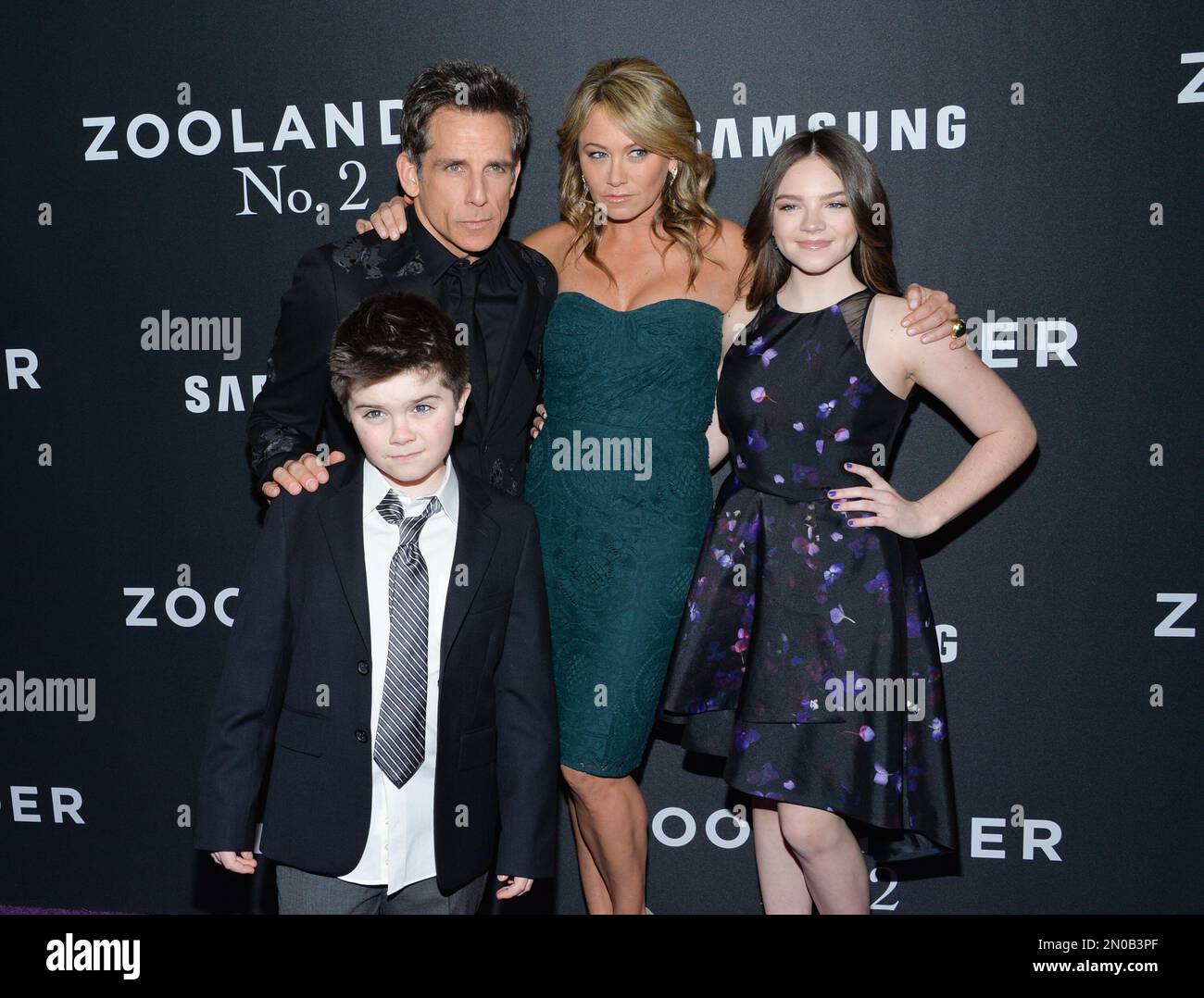 Actor Ben Stiller poses with his wife Christine Taylor and their ...