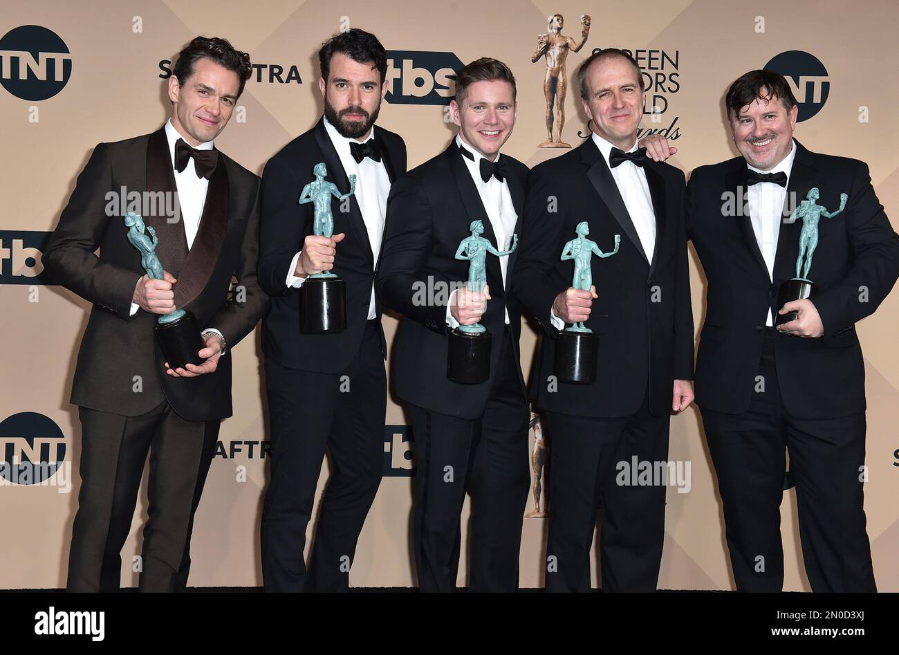 Julian Ovenden, from left, Tom Cullen, Allen Leech, Kevin Doyle, and ...
