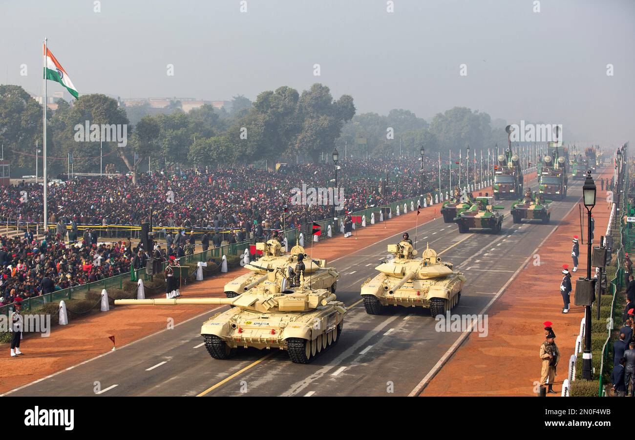 Indian army tanks are rolled out during the full dress rehearsal of the ...