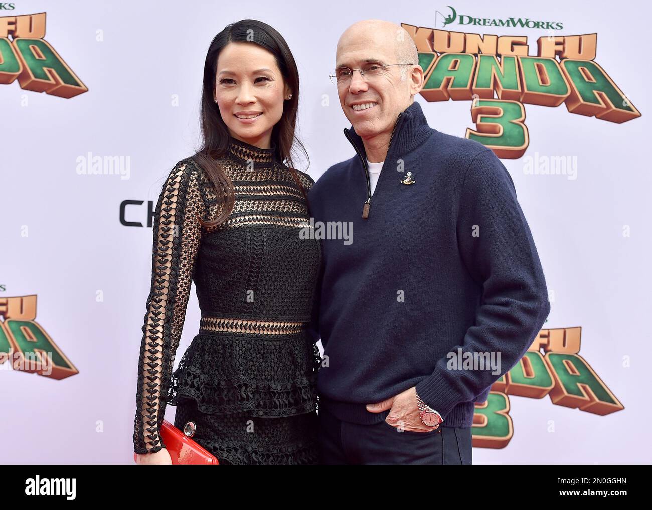 Lucy Liu, left, and Jeffrey Katzenberg, CEO of DreamWorks Animation ...