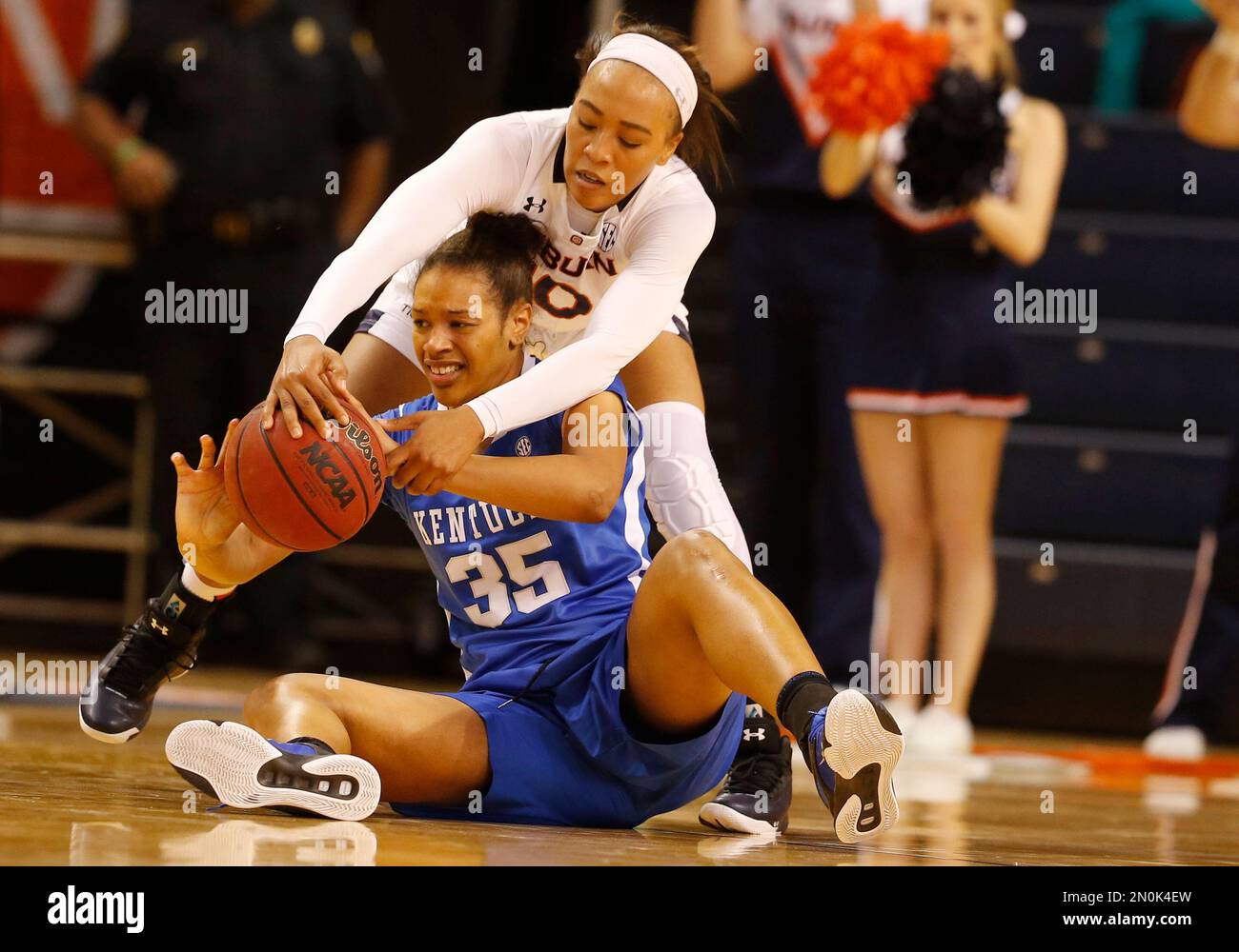 Auburn guard Brandy Montgomery (10) wrestles the ball away from ...