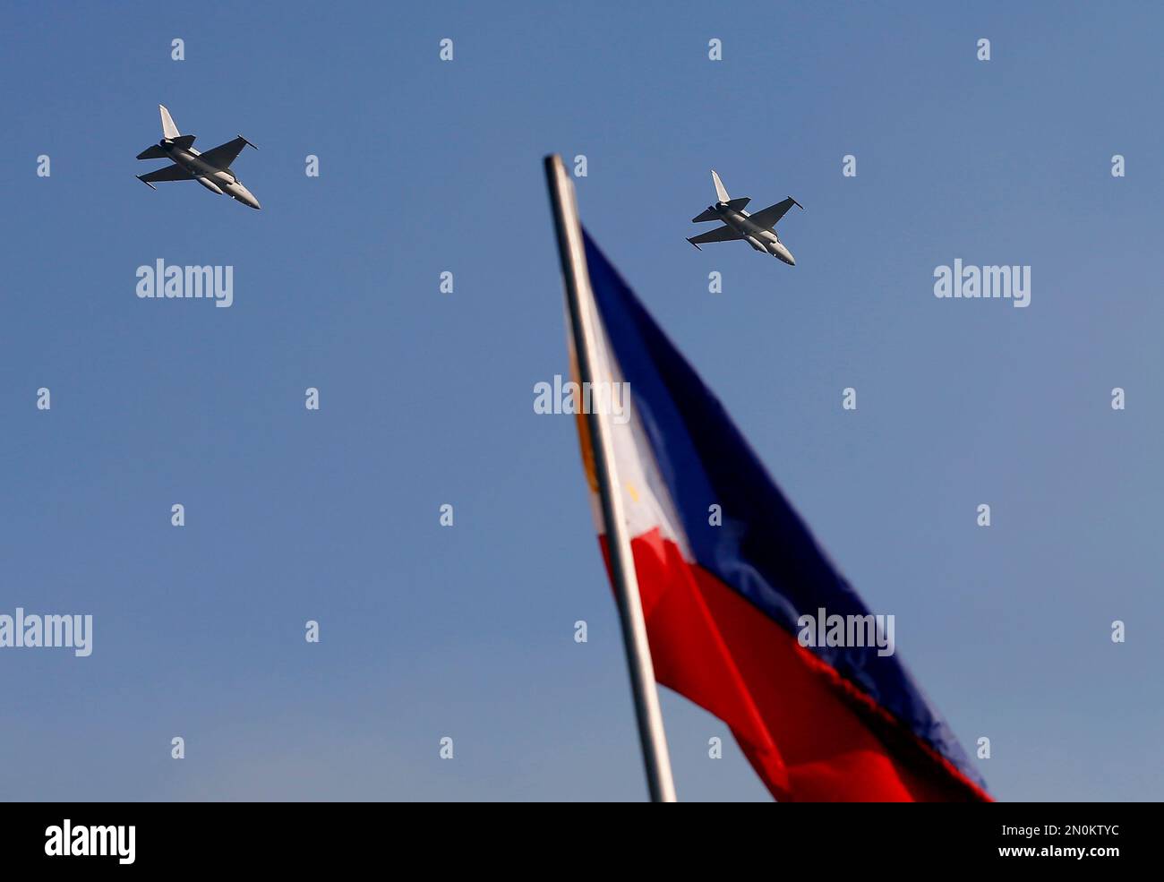 Two newly-acquired FA-50 fighter jets from South Korea make a high ...