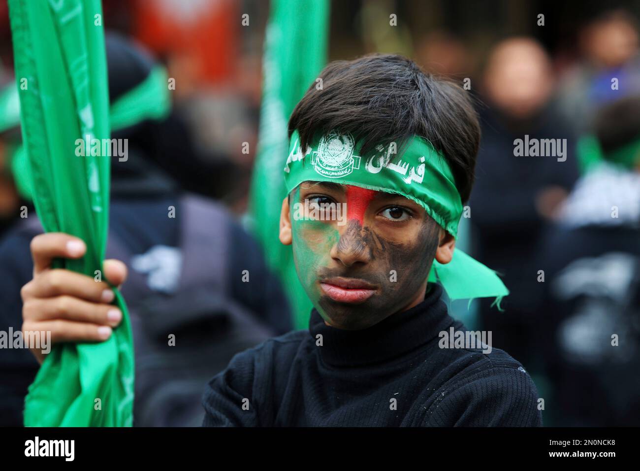 FILE - In this Monday, Dec. 14, 2015 photo, a young Palestinian Hamas ...