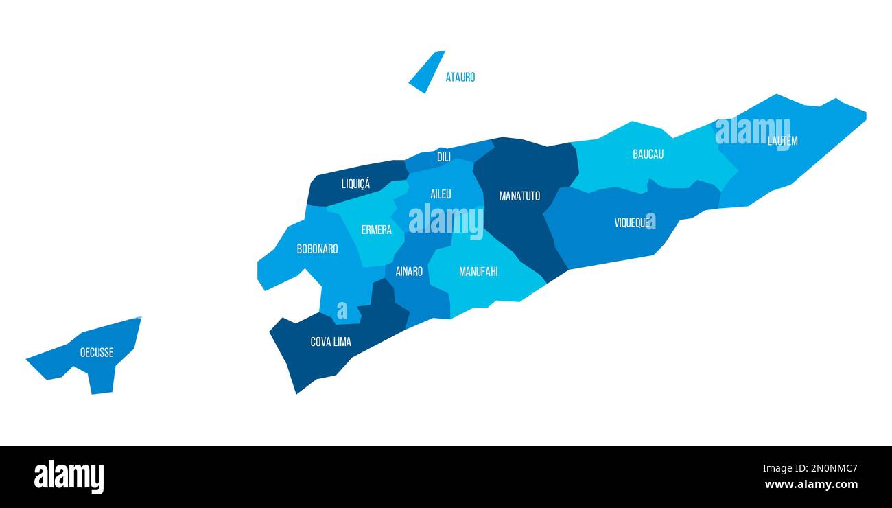 Politische Karte der Verwaltungsbezirke Osttimor - Gemeinden und ...