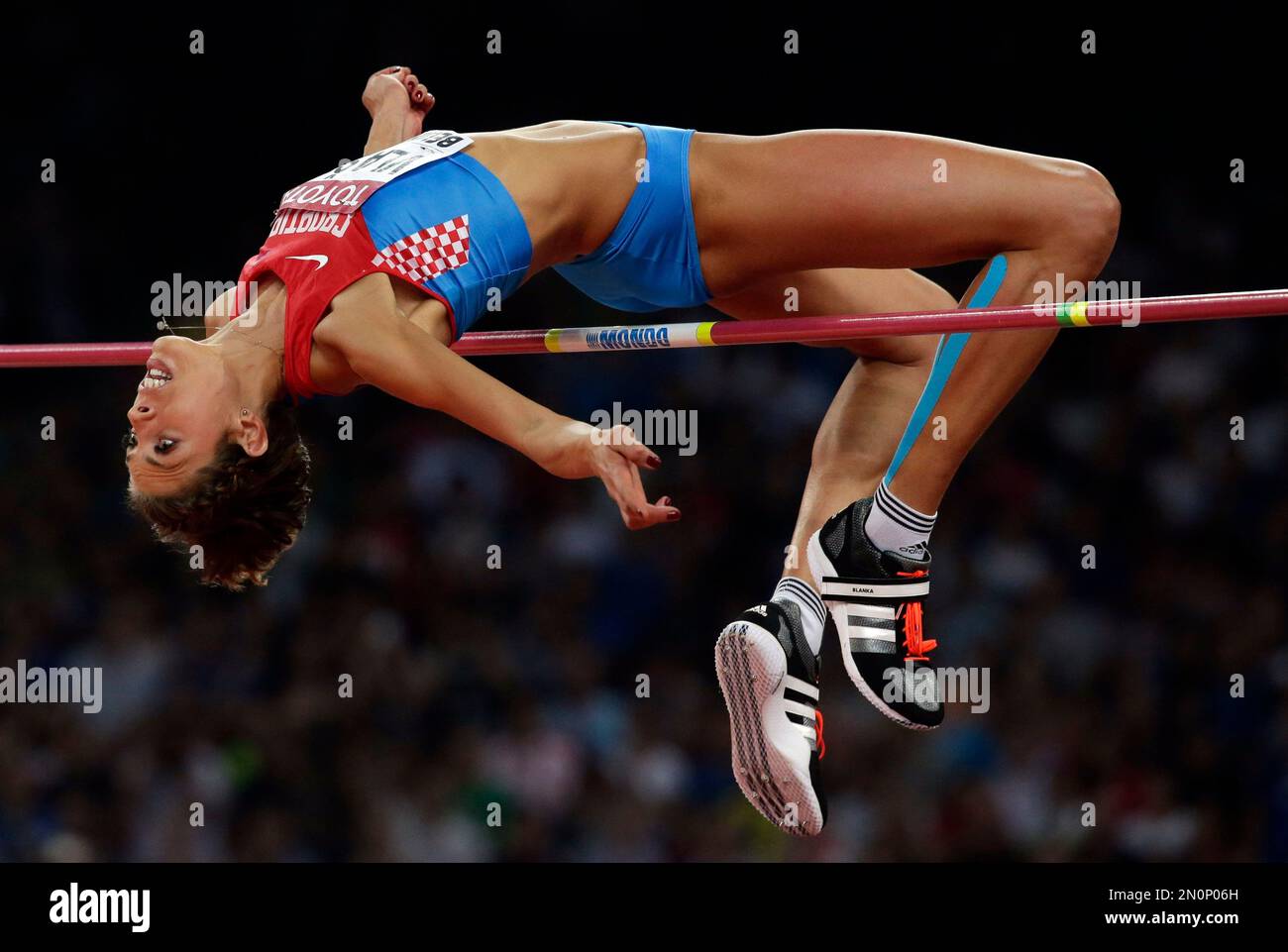 In this Aug. 29, 2015, file photo, Croatia's Blanka Vlasic clears the ...