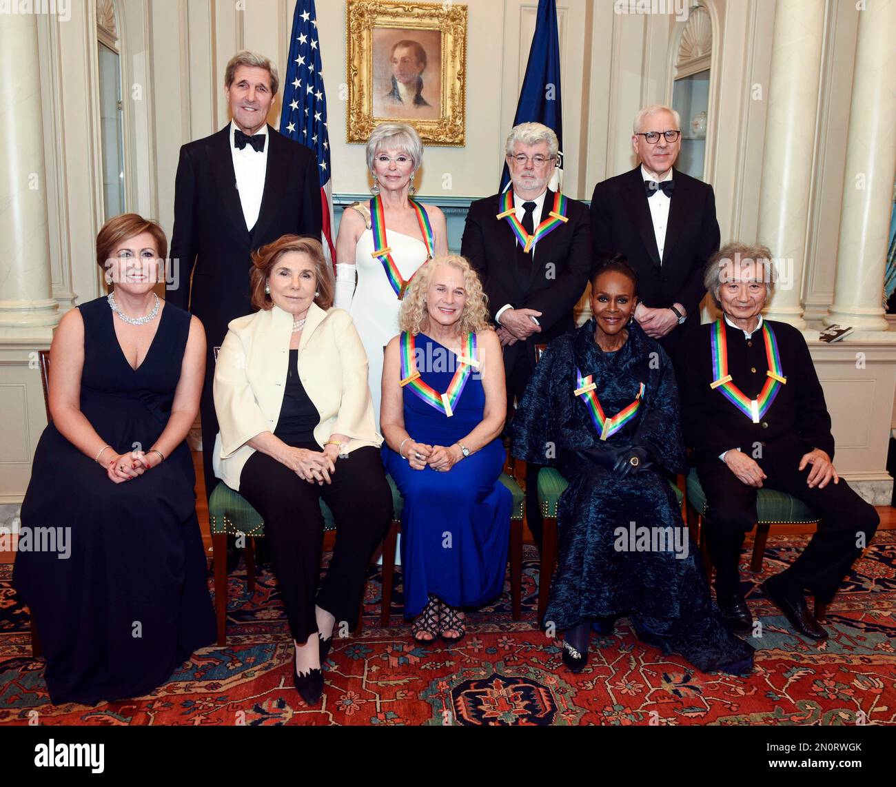 Kennedy Center President Deborah Rutter, front row from left, poses for ...