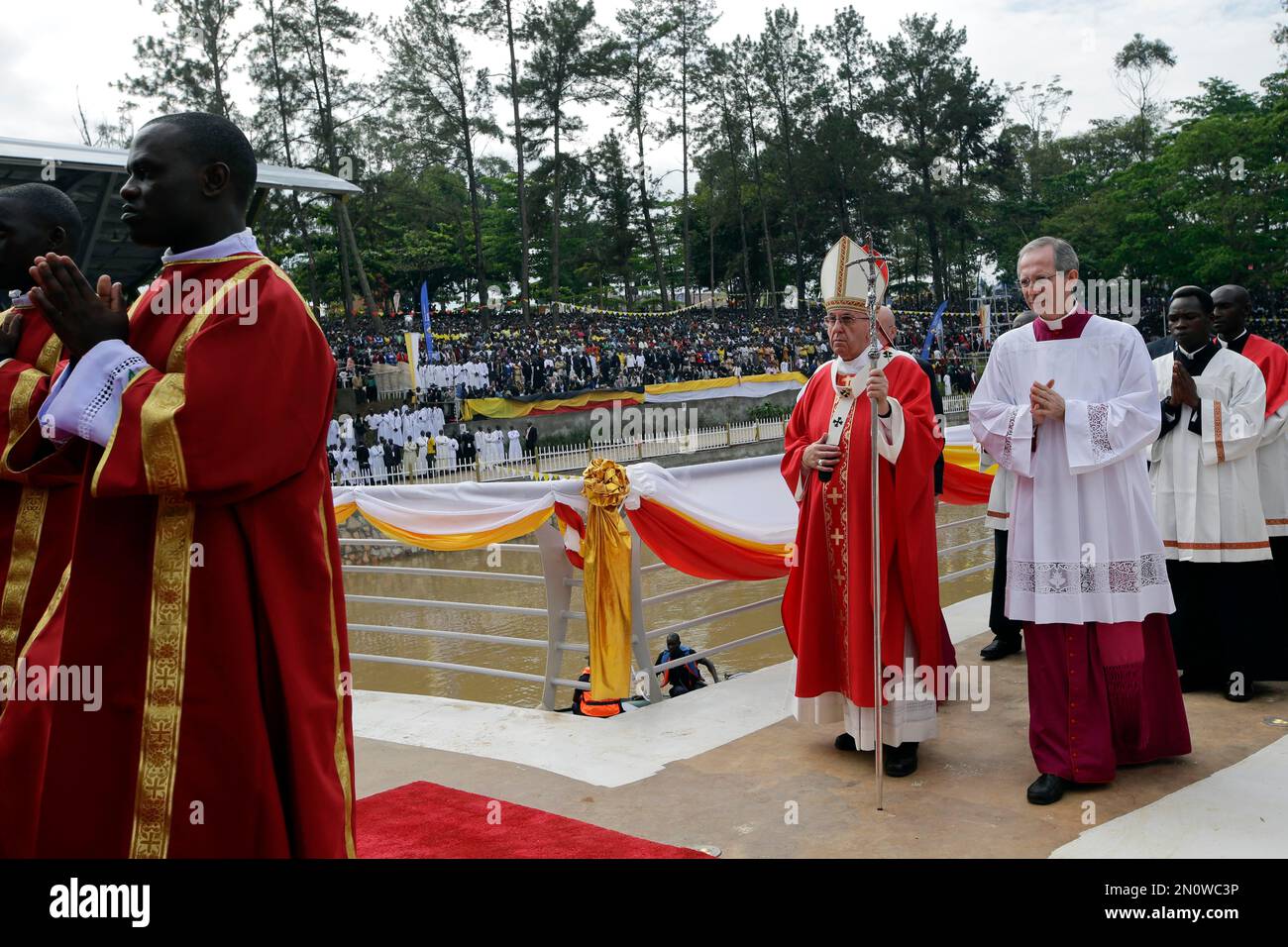 Pope Francis walks with the pastoral staff as he celebrates a mass near ... Pope Francis walks with the pastoral staff as he celebrates a mass near ...