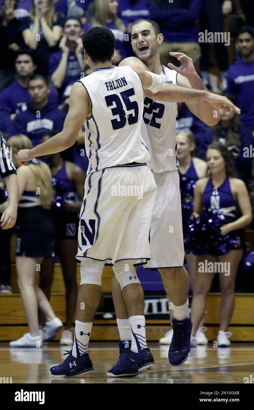 Northwestern center Alex Olah, right, celebrates with forward Aaron ...