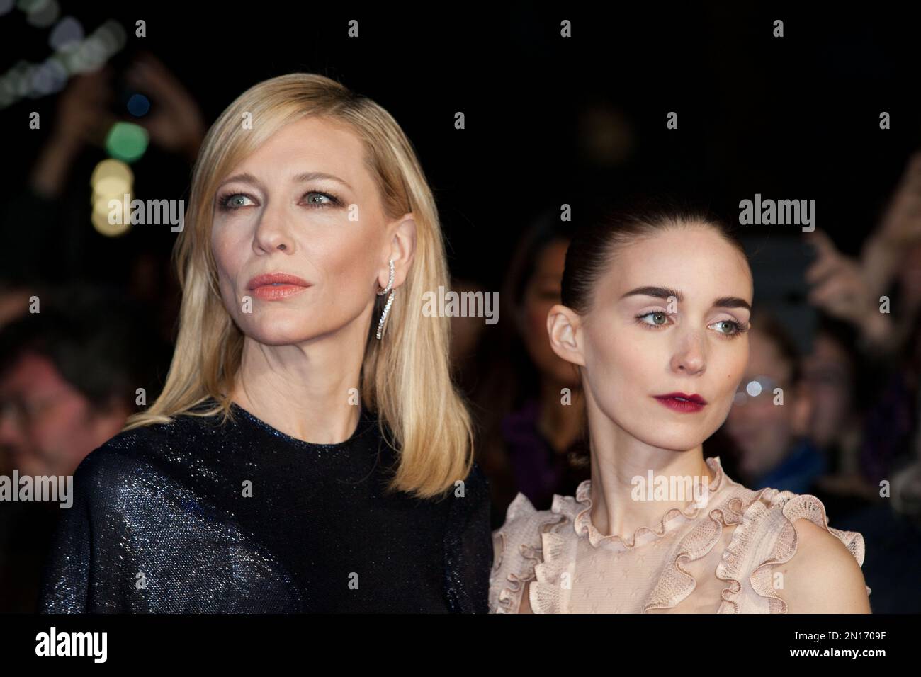 From Left, Actors Cate Blanchett and Rooney Mara pose for photographers upon arrival at the ...