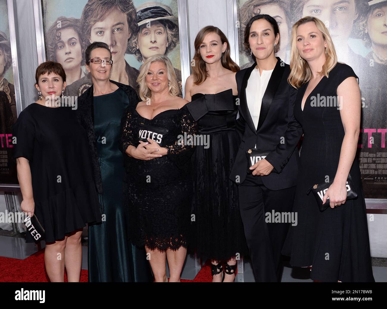 Writer Abi Morgan, from left, Helen Pankhurst, producer Alison Owen ...