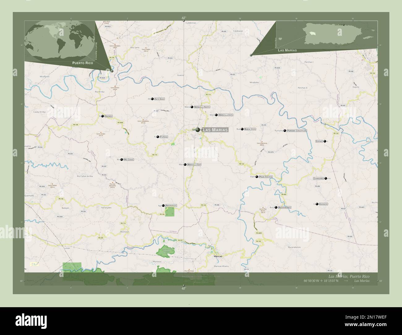 Las Marias, Gemeinde Puerto Rico. Straßenkarte Öffnen. Standorte und ...