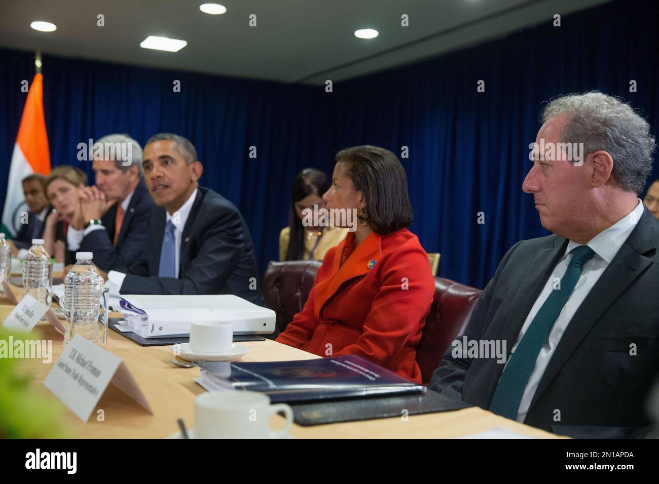 President Barack Obama, accompanied by Secretary of State John Kerry ...