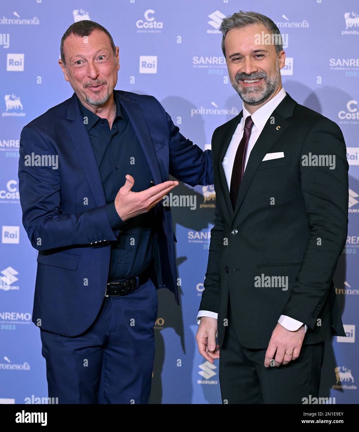 6. Februar 2023, SANREMO, ITALIA: Gastgeber des Sanremo Festivals und ...