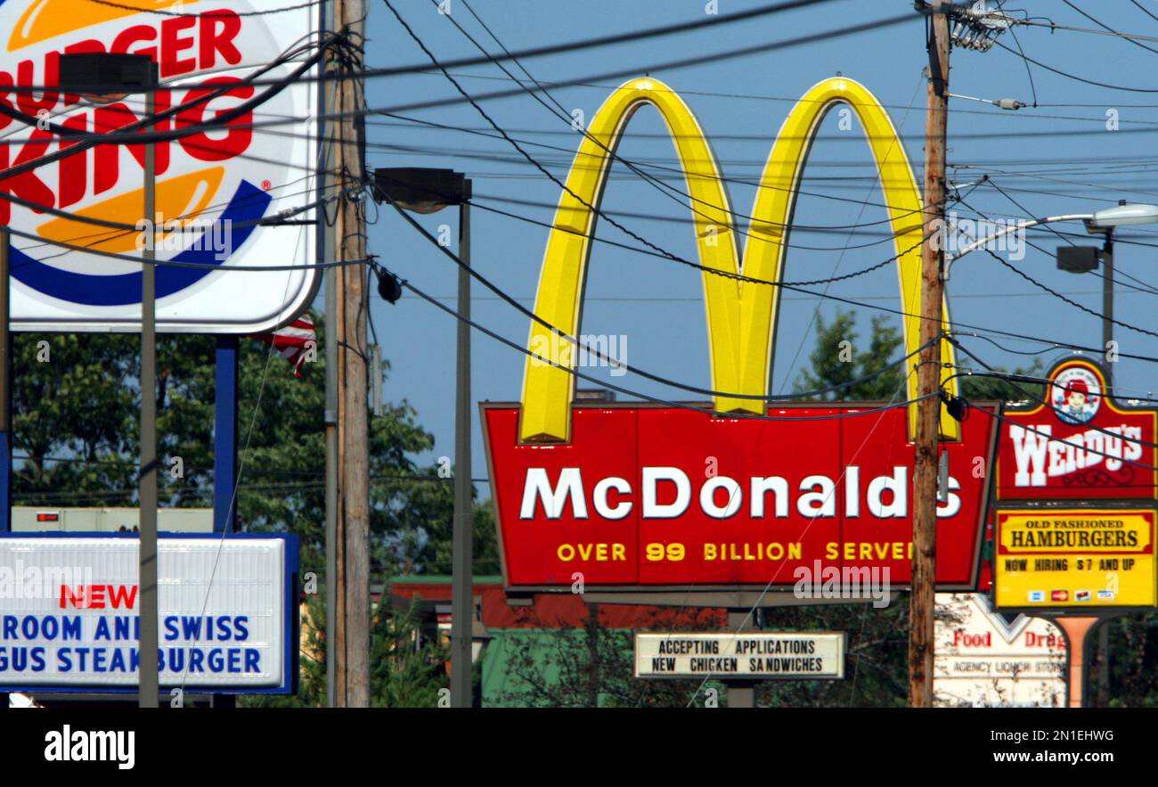 FILE - This Sept. 21, 2005, file photo shows a series of fast food ...