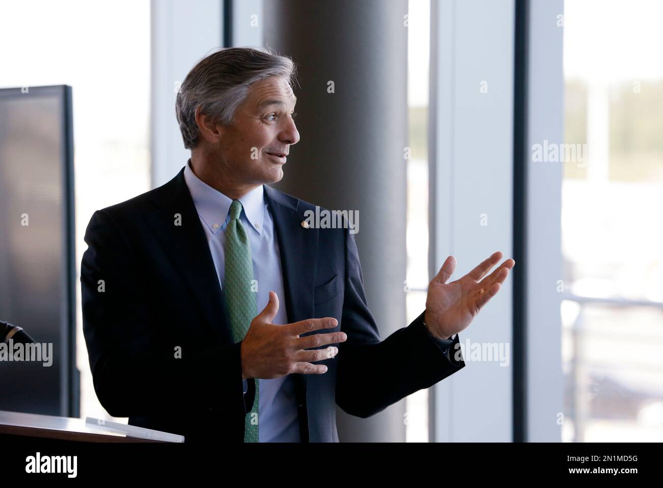 Ray Conner, Boeing president and CEO of commercial airlines, looks out ...