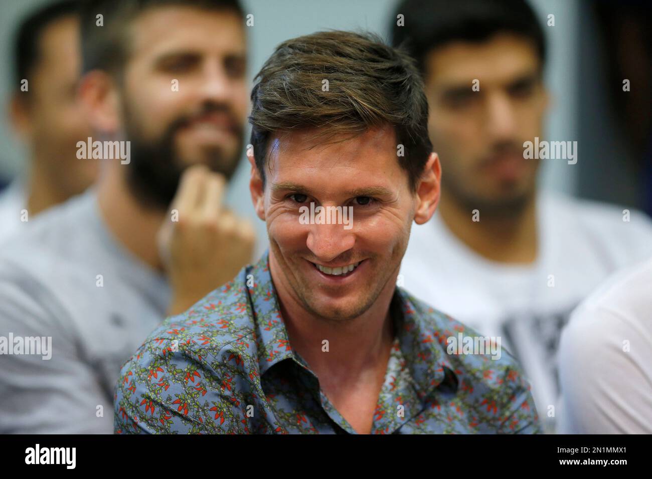 FC Barcelona's Lionel Messi, from Argentina, smiles during the farewell ...