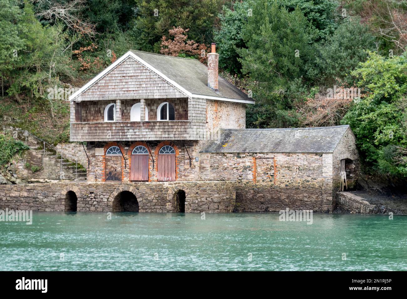 Das Bootshaus am Fluss Dart am Greenway House, Devon. Einst die Heimat ...