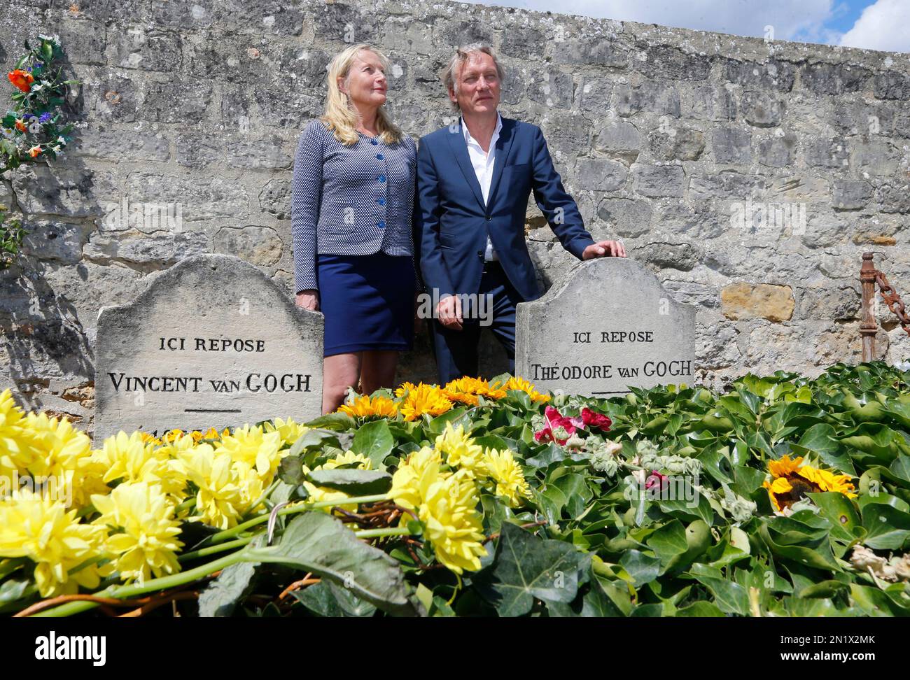 Two members of the Van Gogh family, Machteld van Laer, left, and Willem van Gogh, daughter and ...