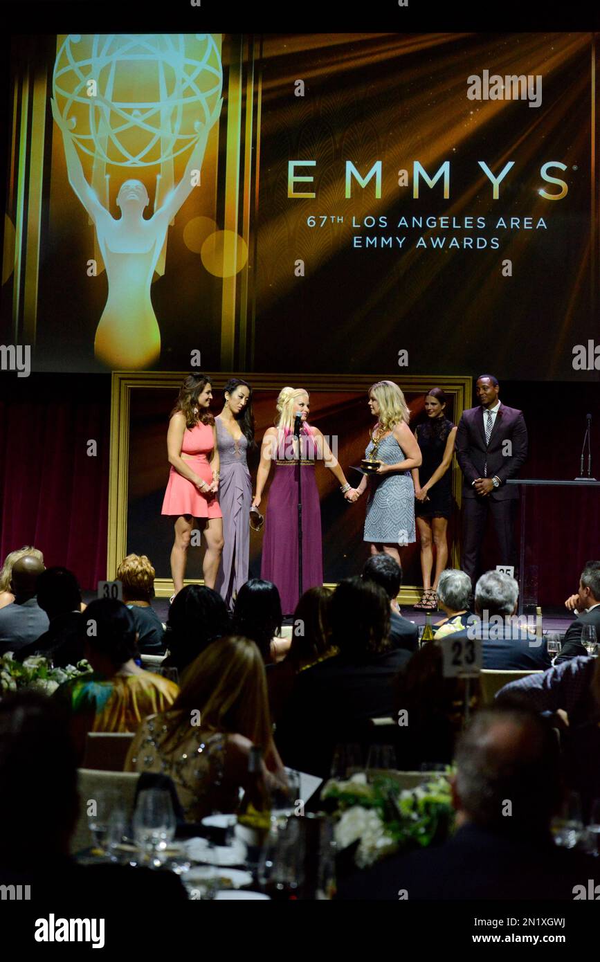 Members of KTLA5 Madelaine Hahn, and from left, Angel Kim, Kimberly ...