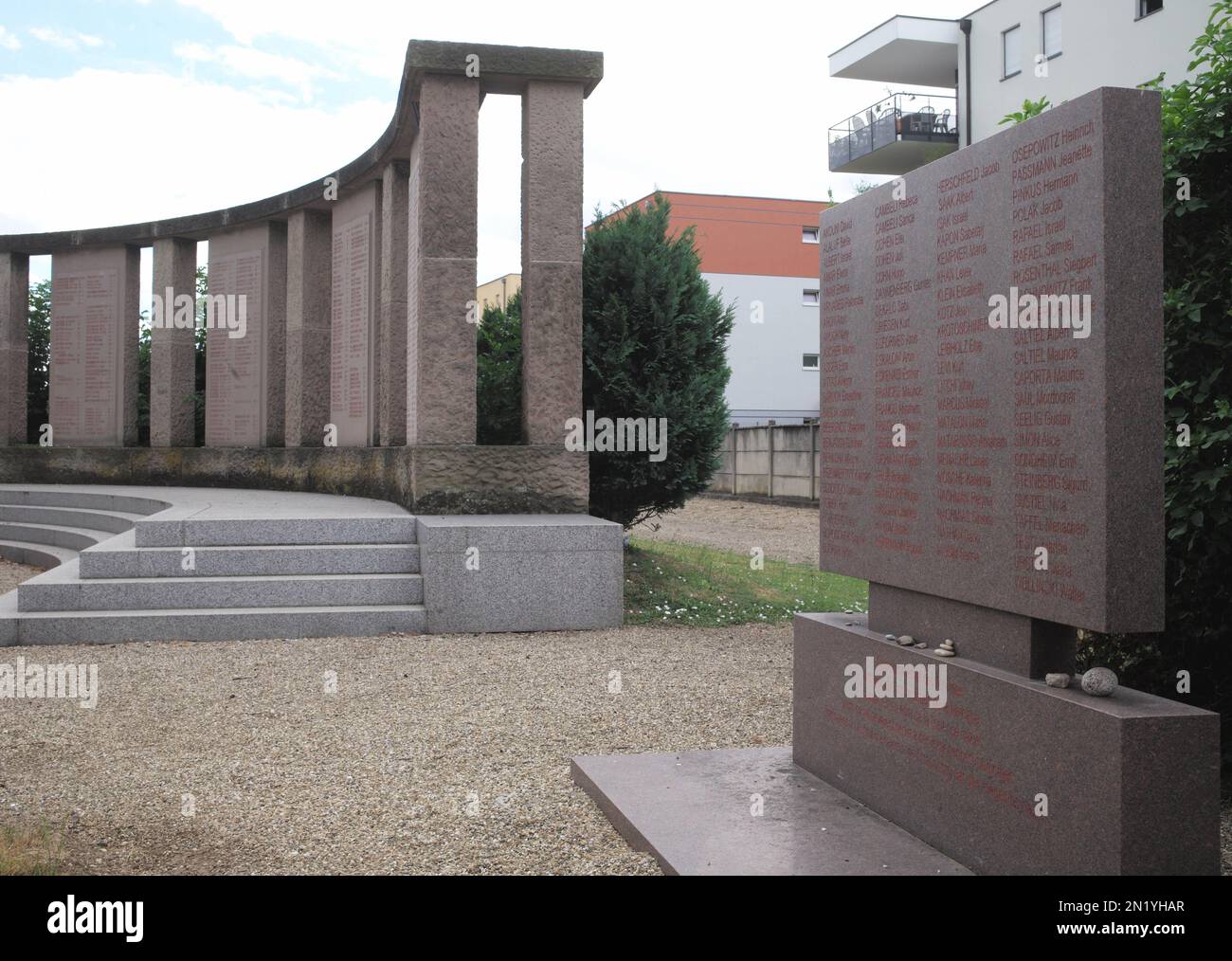Names on a stone, in memory of 86 Jews killed for Nazi medical ...