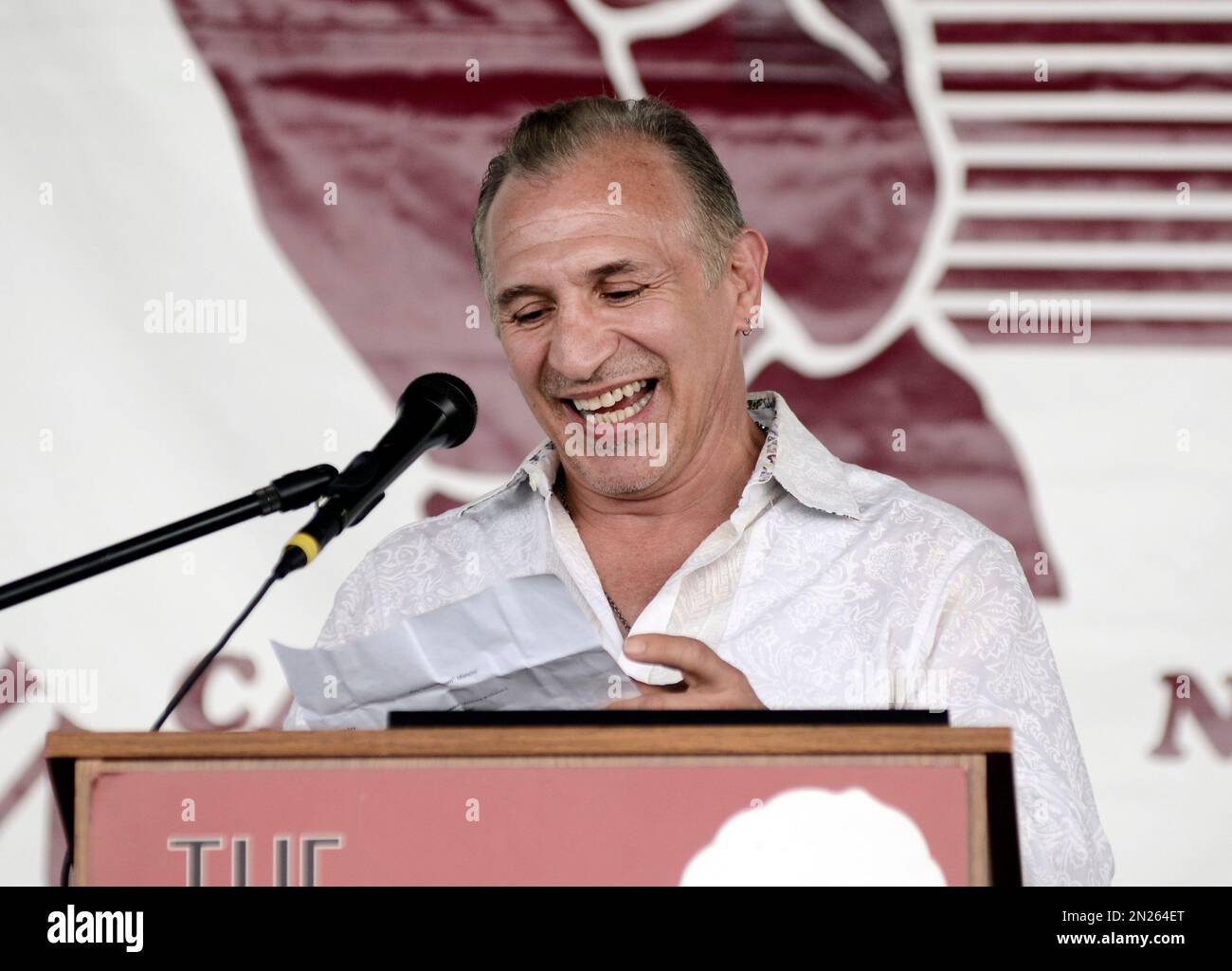 International Boxing Hall of Fame inductee, Ray Mancini, laughs while ...