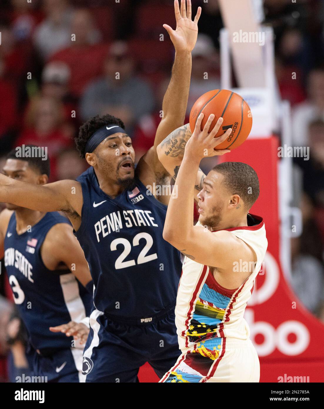 Nebraska's C.J. Wilcher, right, plays against Penn State's Jalen ...