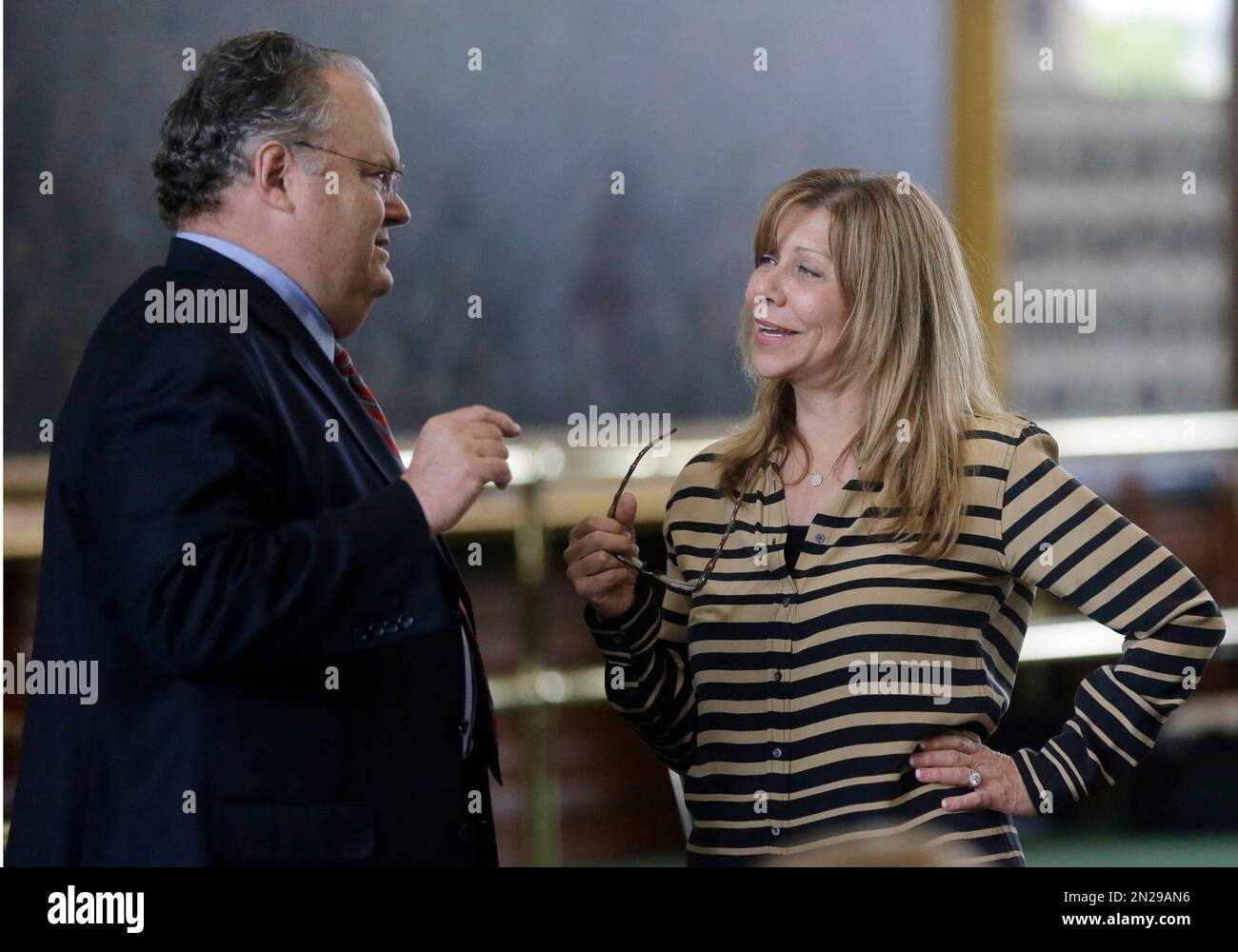 Sen. Craig Estes, R-Wichita Falls, left, visits with Sen. Joan Huffman ...