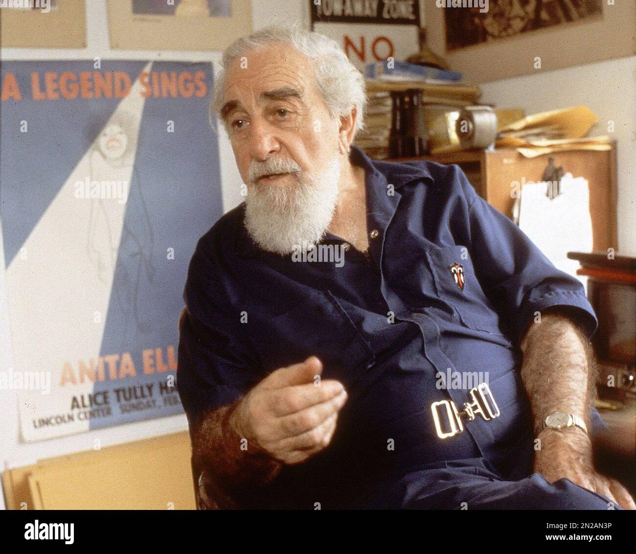 FILE - In this Aug. 1988 file photo, artist Al Hirschfeld sits at his ...