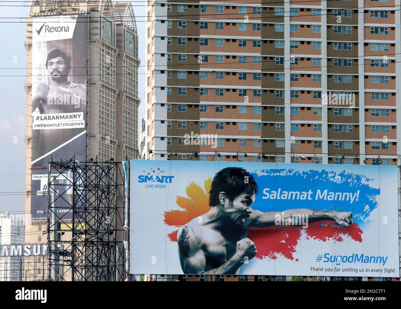 In this Friday, May 8, 2015 photo, a couple of billboard ads on ...