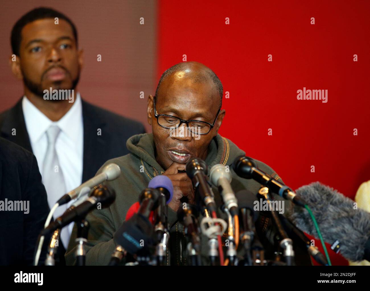 Freddie Gray's stepfather Richard Shipley looks at his notes while ...