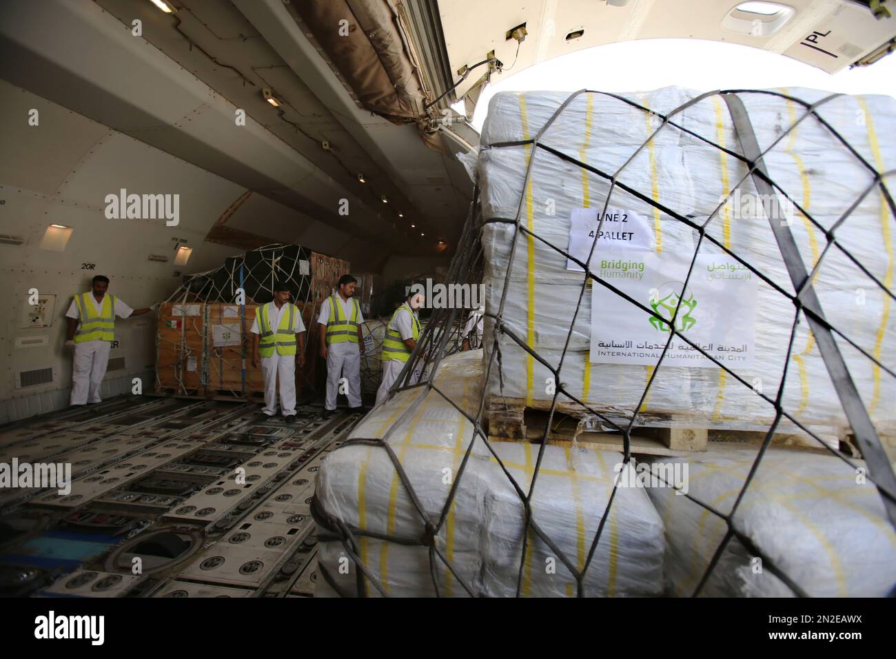 Relief aid destined for Nepal, as a part of the UAE's humanitarian aid ...