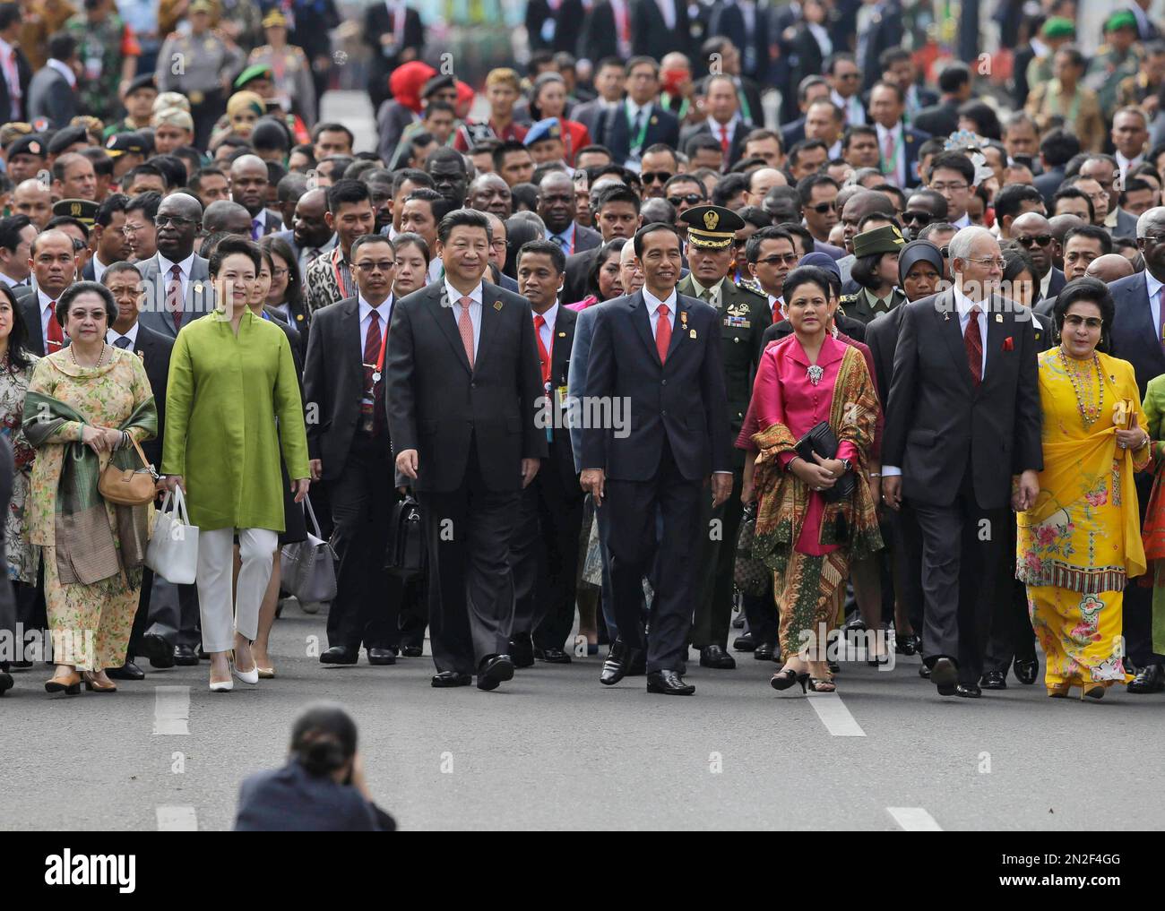 Asian and Africen leaders, from left to right in front row, Chairwoman ...