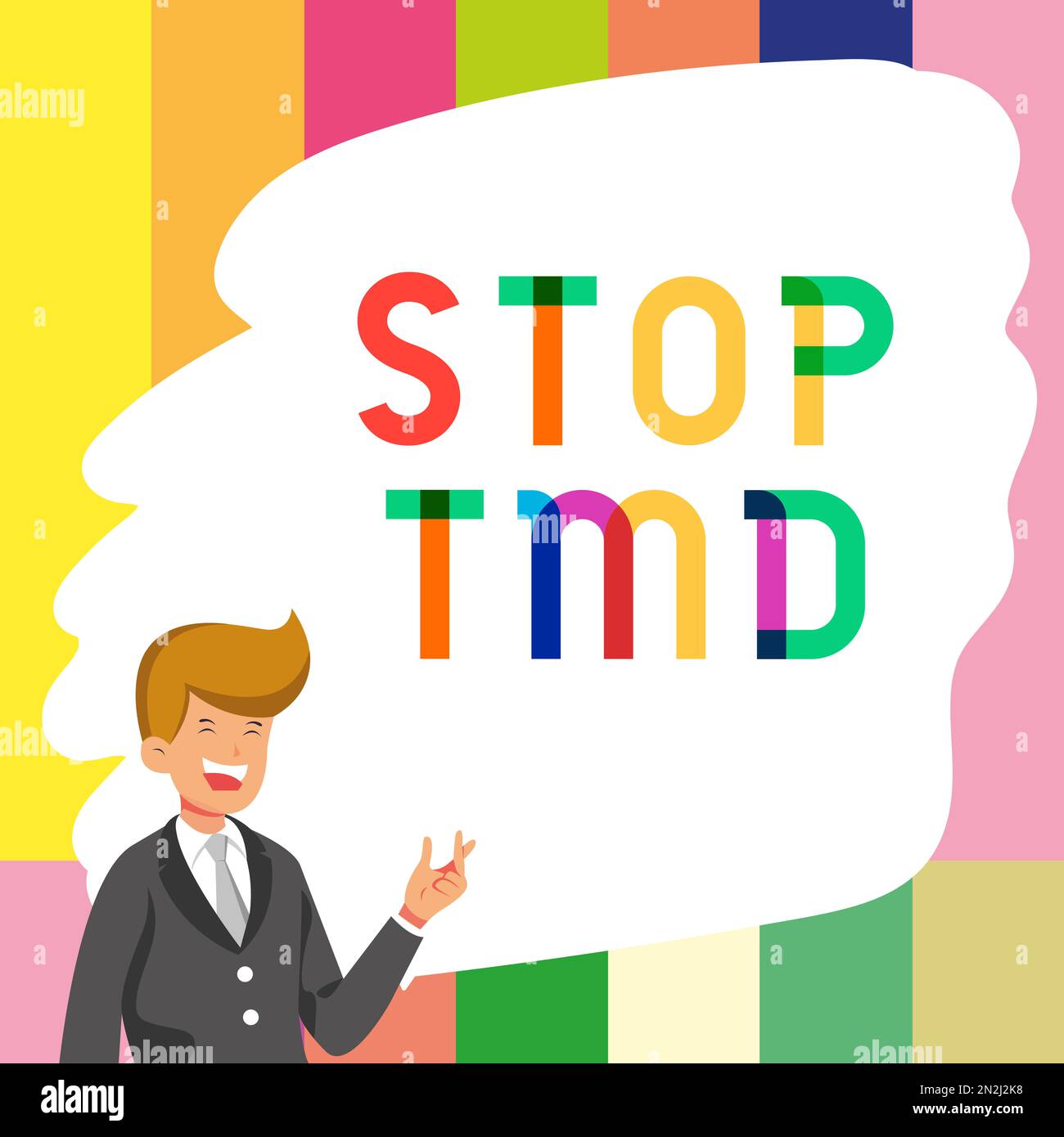 Textbeschriftung mit „Stop TMD“ (TMD stoppen). Business Showcase ... Textbeschriftung mit „Stop TMD“ (TMD stoppen). Business Showcase ...