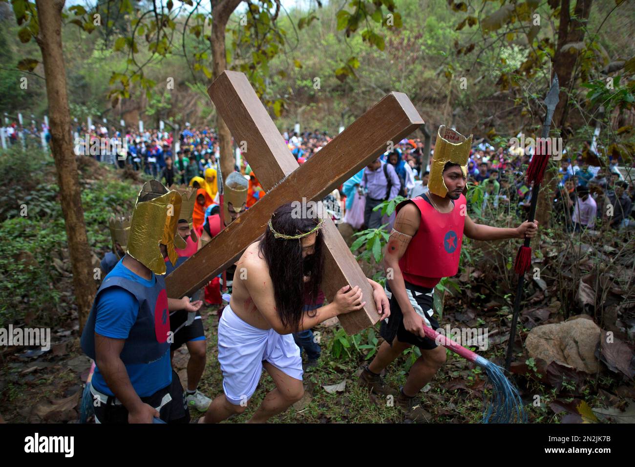 Indian Christian devotees enact the crucifixion of Jesus Christ to mark ...