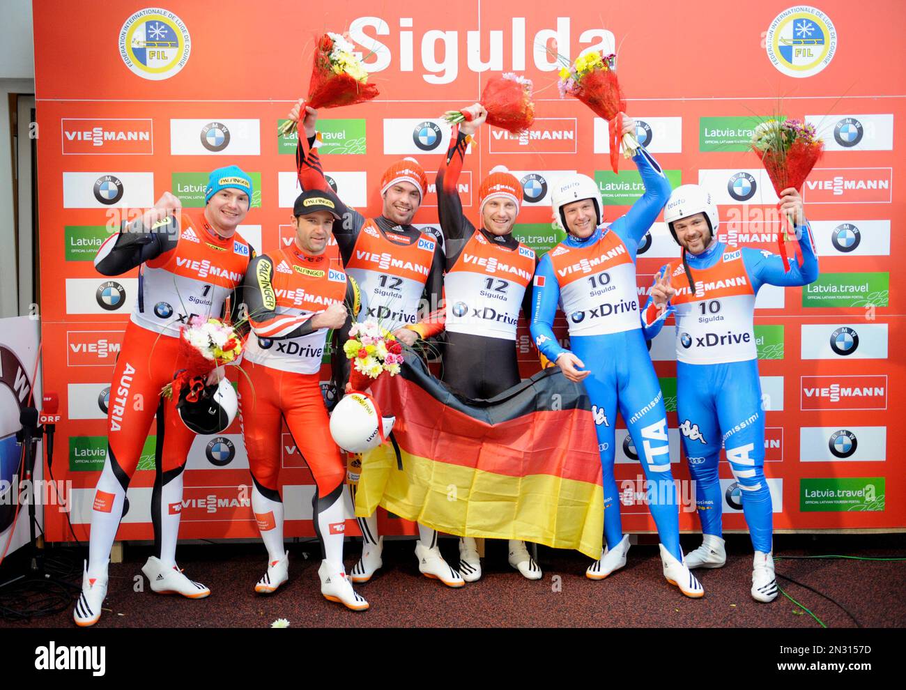 From left, Austria's Peter Penz and Georg Fischler,who finished in ...
