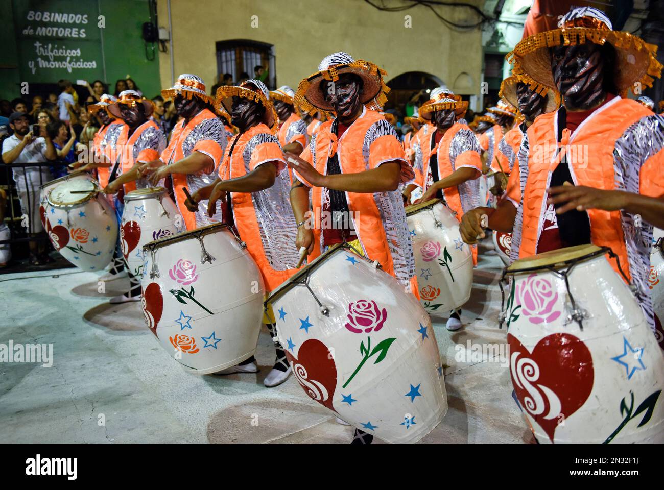 Drummers perform in "Las Llamadas" parade during Carnival celebrations ...
