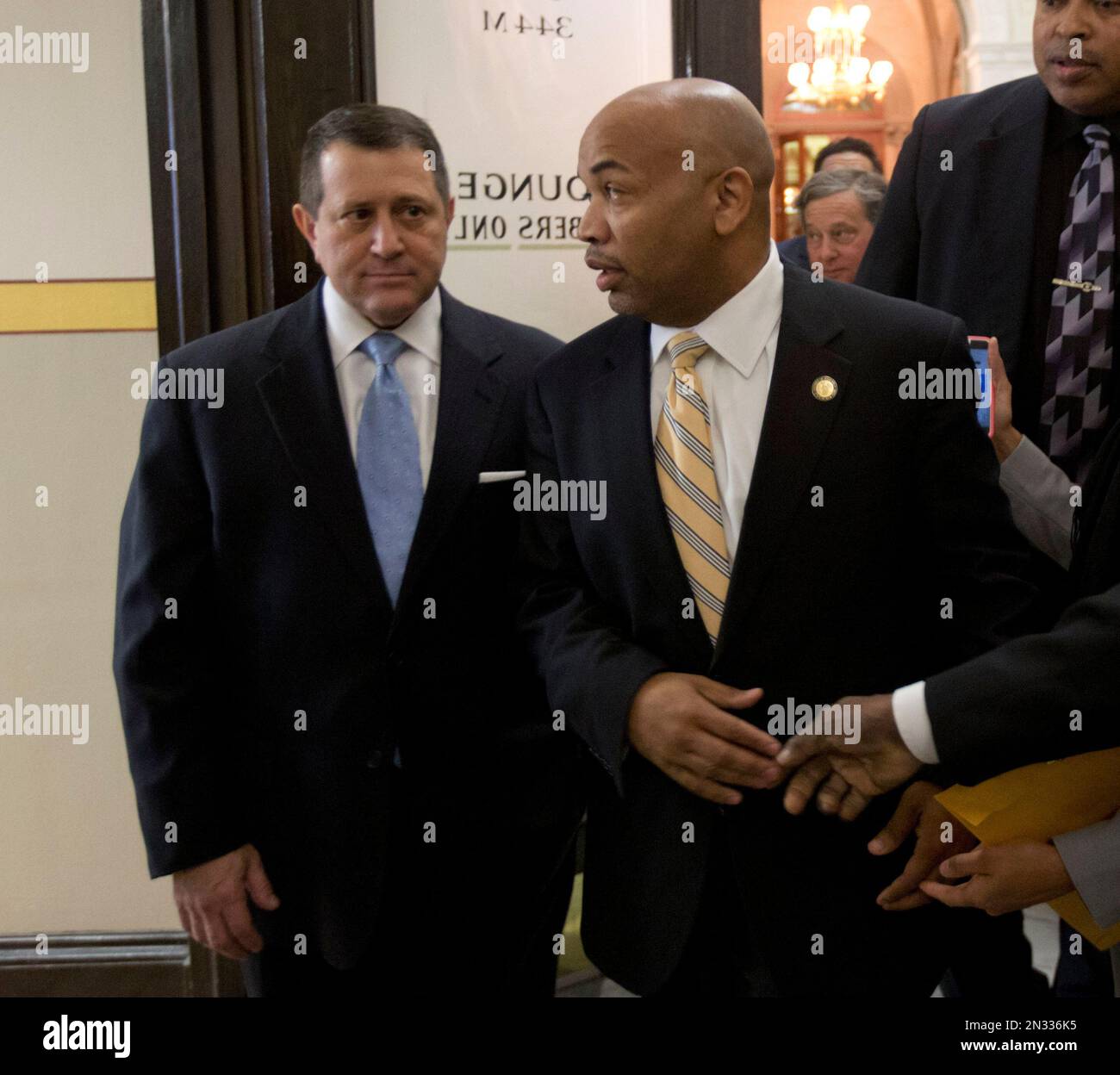 Assembly Majority Leader Joseph Morelle, D-Rochester, left, and ...