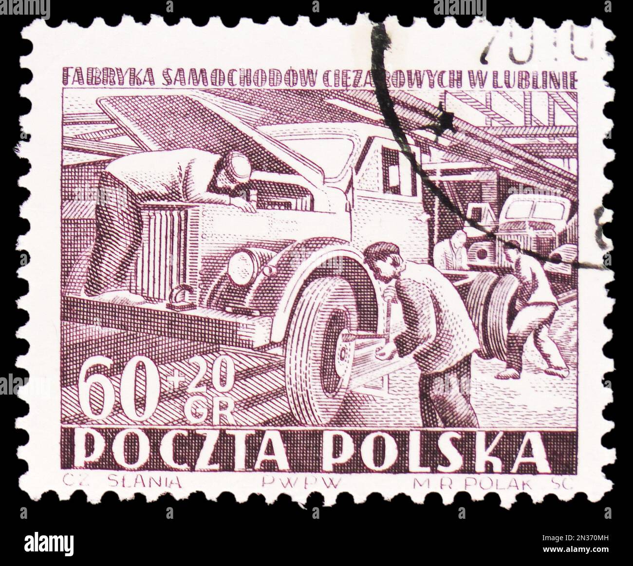 MOSKAU, RUSSLAND - 4. FEBRUAR 2023: Der in Polen gedruckte Poststempel ...