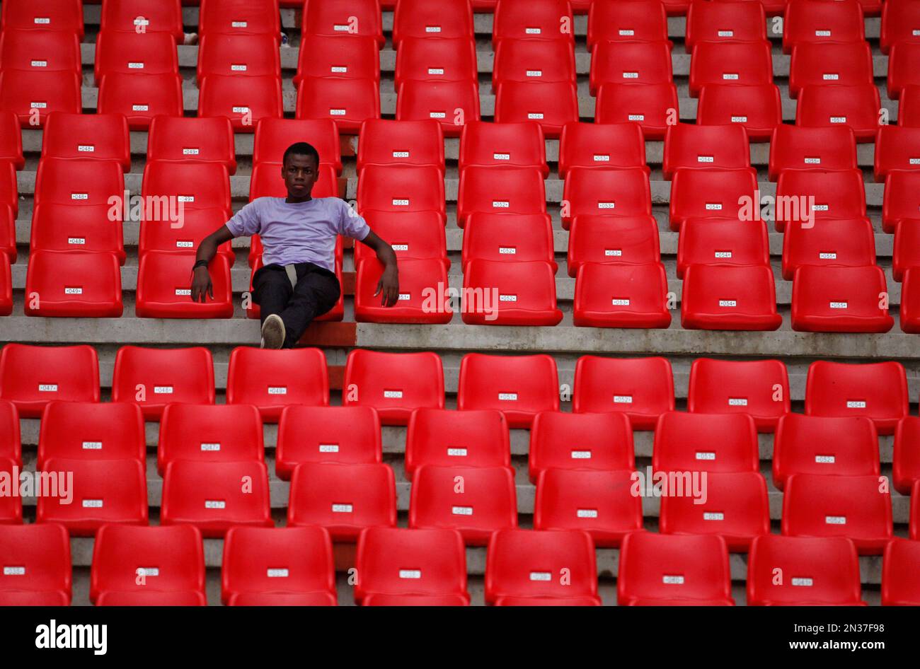 FILE- In this file photo taken on Wednesday, Feb. 8, 2012, A soccer fan ...