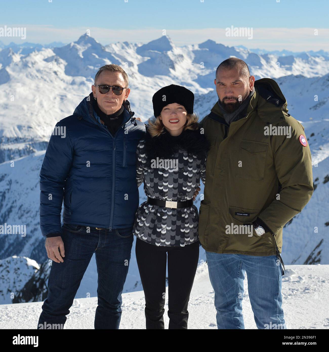 Actor Daniel Craig, actress Lea Seydoux and actor Dave Bautista, from ...