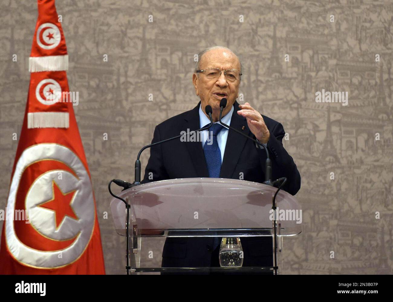 Newly elected Tunisian President Beji Caid Essebsi gives a press ...