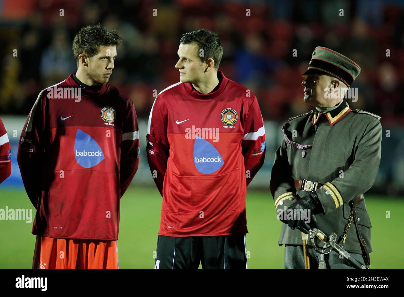 German Armed Forces team players, goalkeeper Col Andreas Forster, left ...