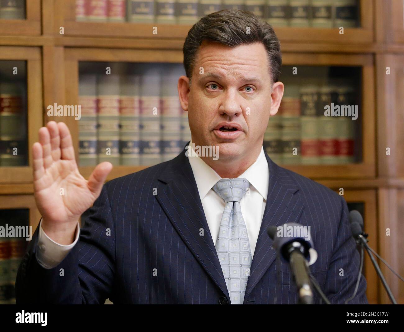Nebraska Attorney General Jon Bruning speaks at a news conference in ...