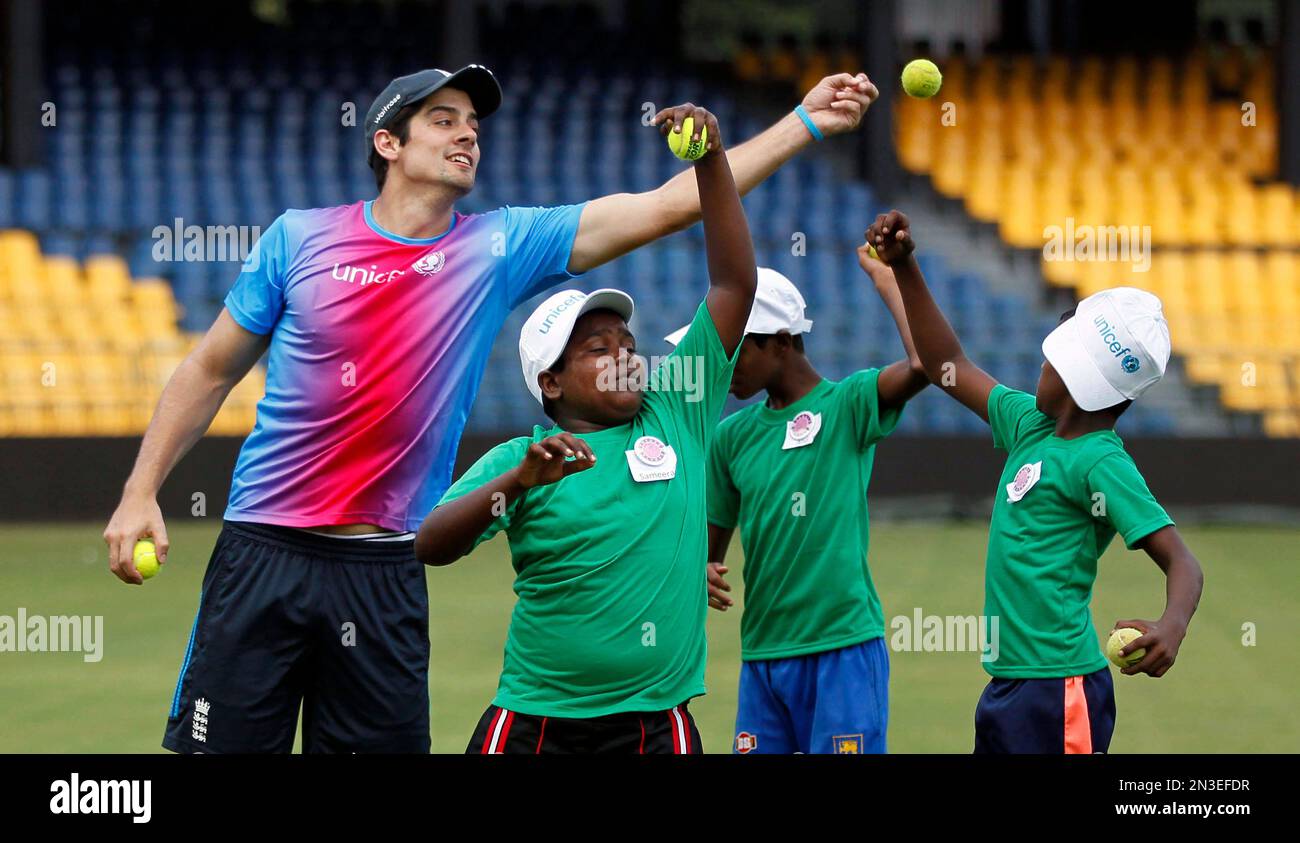 England's captain Alastair Cook gestures as he plays with Sri Lankan ...