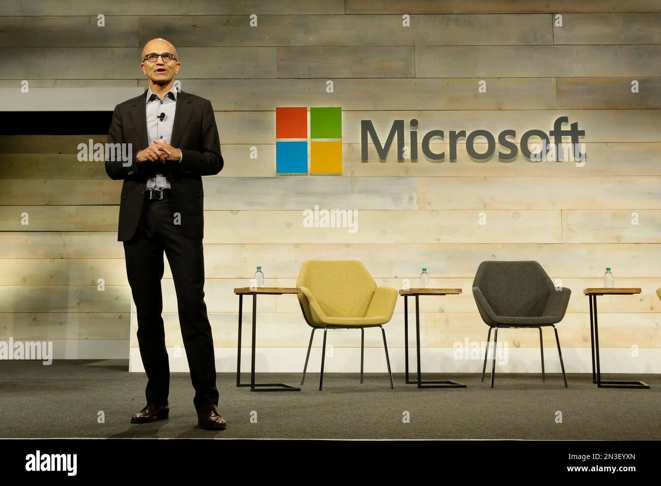 Microsoft CEO Satya Nadella speaks at Microsoft Corp.'s annual ...