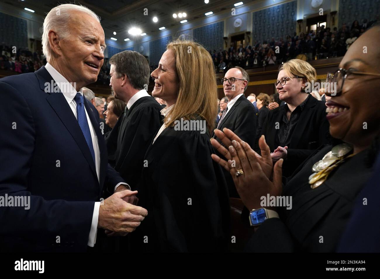 Washington, Usa. 07. Februar 2023. Präsident Joe Biden begrüßt Richter ...