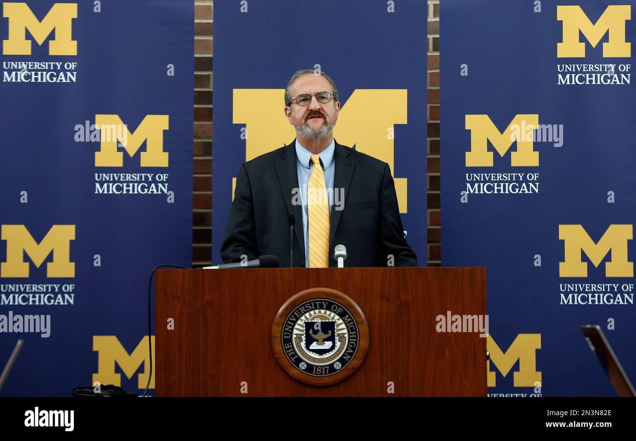 University of Michigan President Mark Schlissel announces that athletic ...