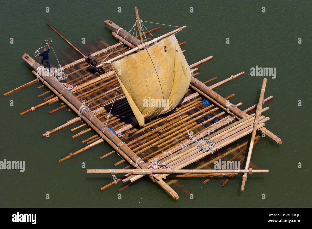 In this photo taken Thursday, June 12, 2014, a reproduction of a raft ...